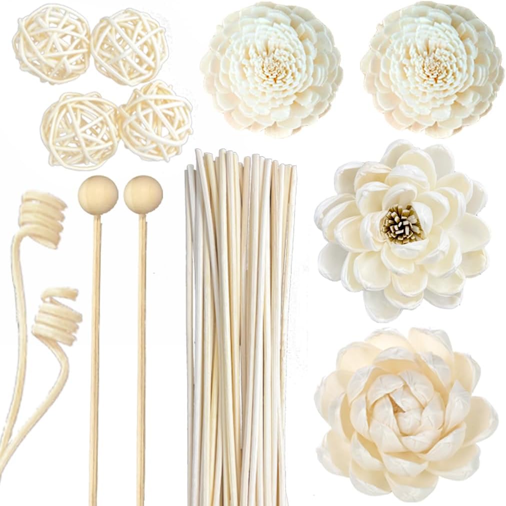 Amazon.com: 42PCS Reed Diffuser Sets | Natural Rattan Flower Reed ...
