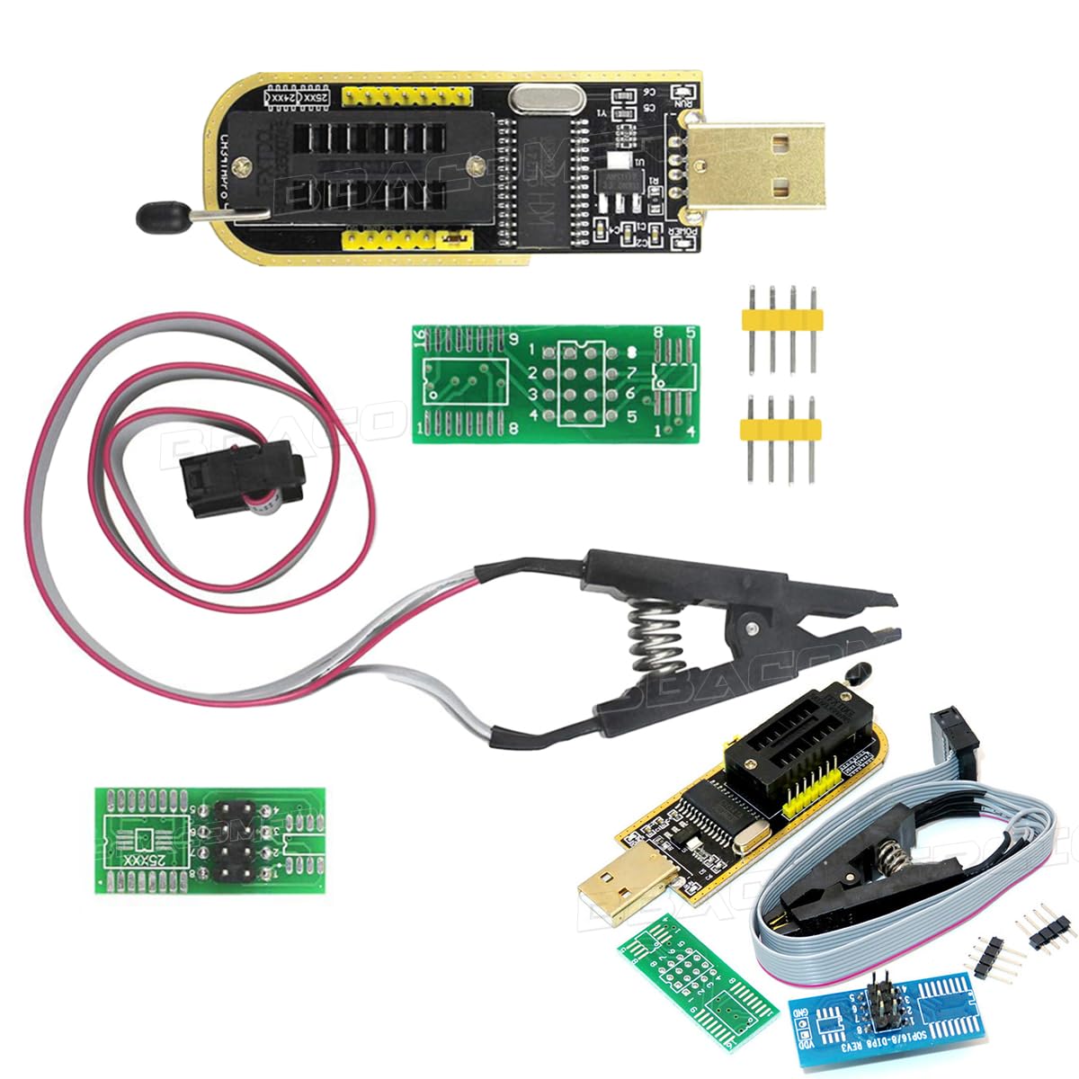 Gravador Eprom CH341A Kit de programador USB com Sop8 Clip EEPROM BIOS Flasher SPI Flash ...