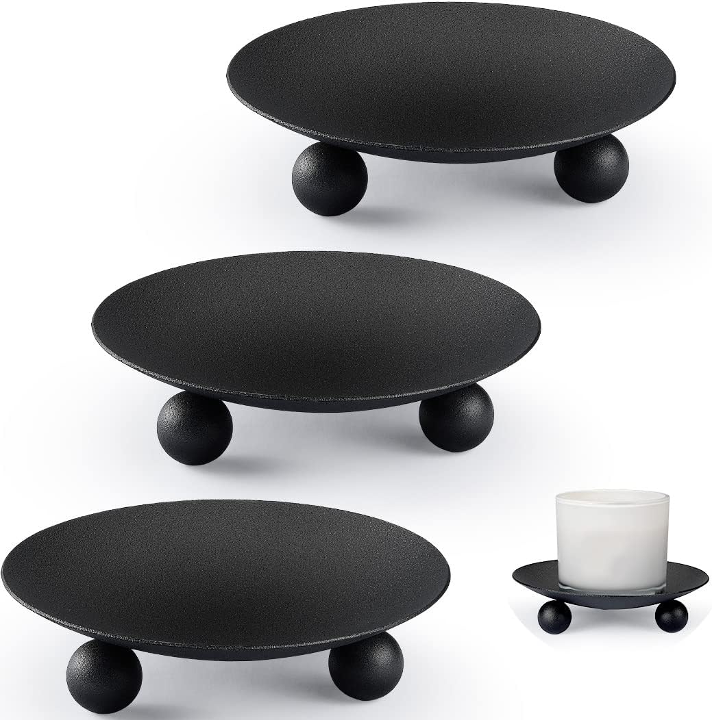 Amazon.com: YYaaloa 2 pcs Black Decorative Iron Plate Candle Holder 4. ...