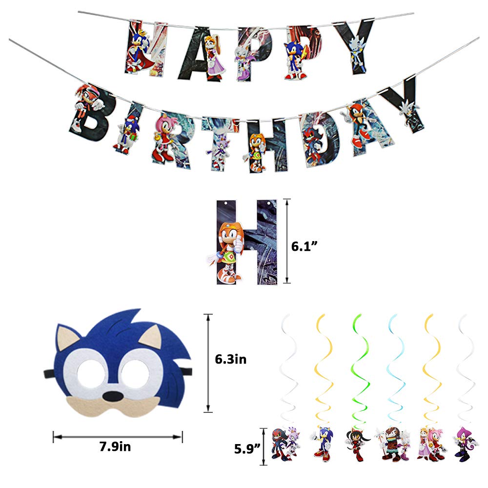 Buy PartyGO 110PCS Sonic Party Supplies, Sonic the Hedgehog Birthday ...