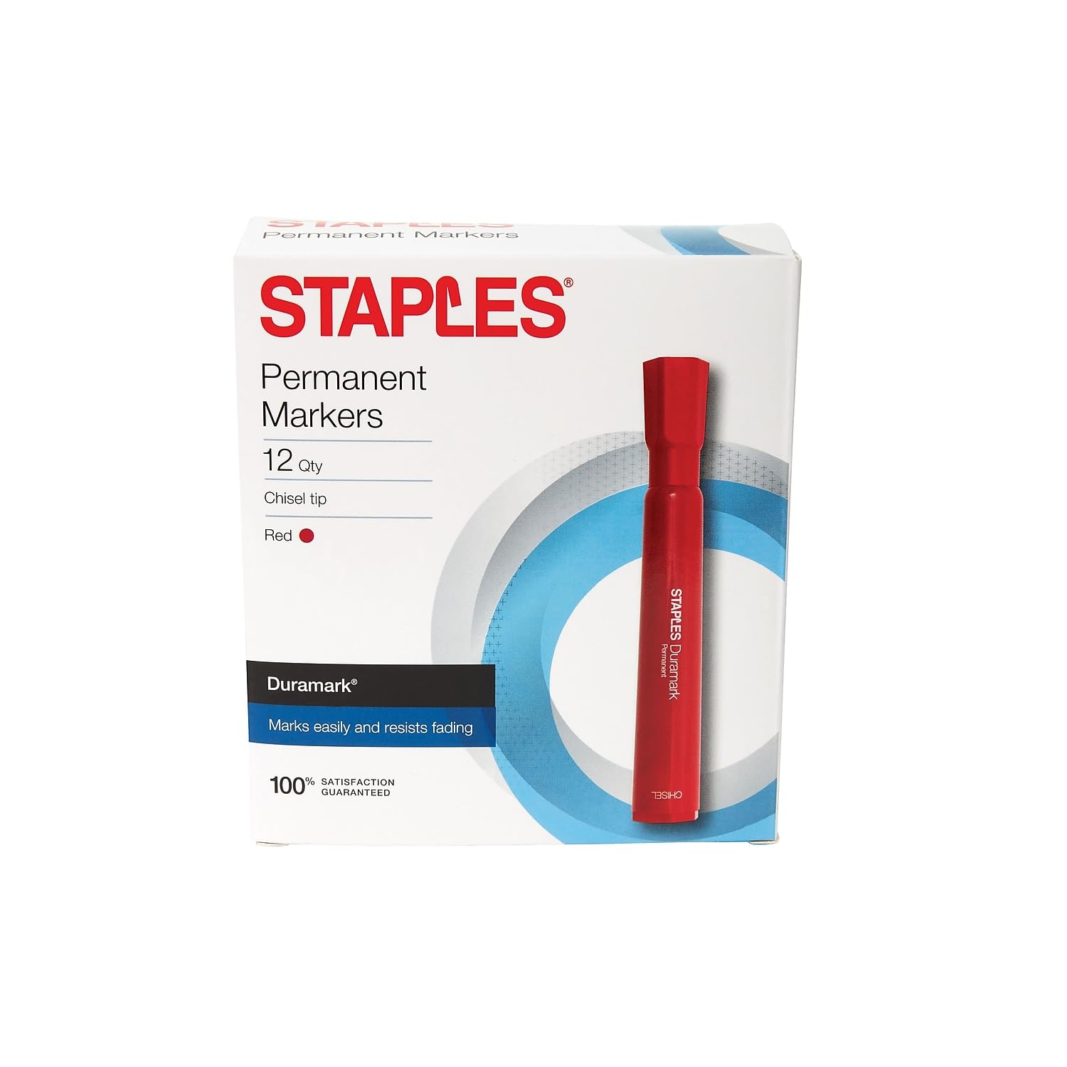 Amazon.com : STAPLES Duramark™Permanent Markers, Chisel Tip, Red, Dozen ...