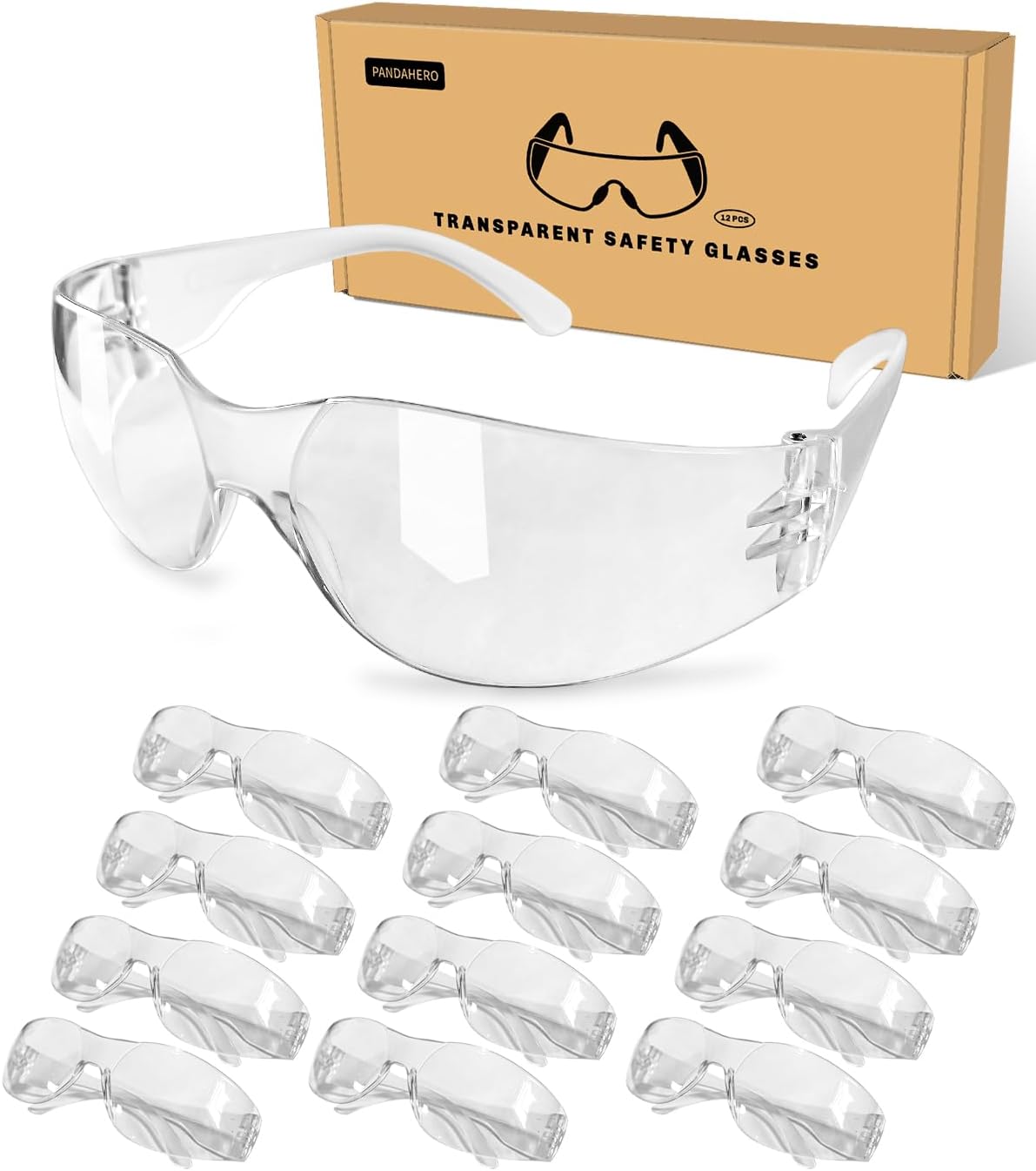 12 Packs Safety Glasses for Men and Women - Clear Lens Safety Goggles ...