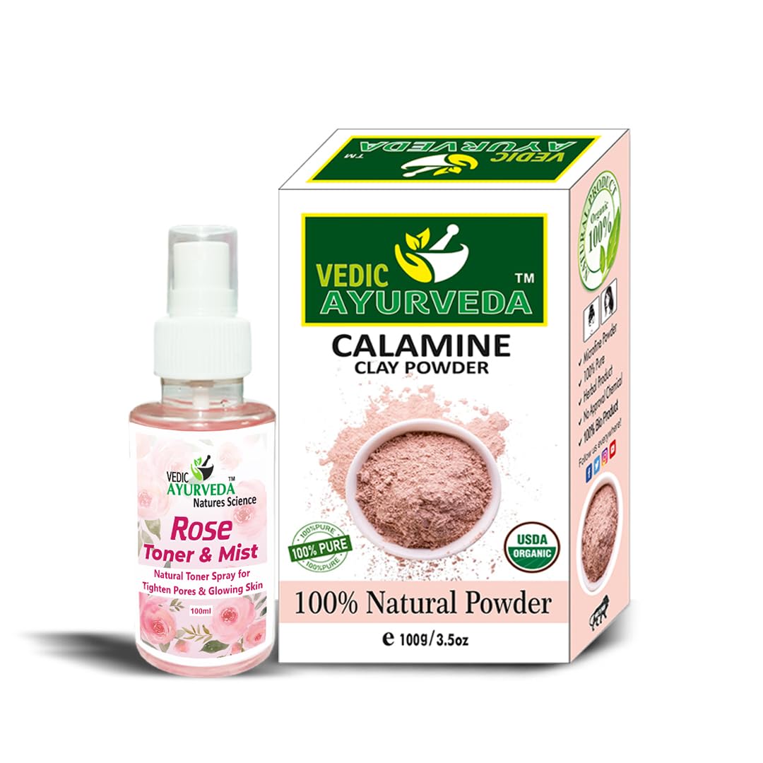 VEDICAYURVEDA Calamine powder with Rose Water for Glowing skin : Amazon ...