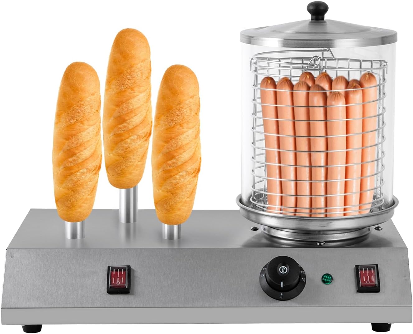 Amazon.com: TFCFL 458W 3 Hot Dog Machine & Bun Warmer Steamer ...