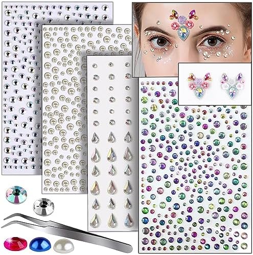 Amazon.com : Face Gems Self Adhesive Face Jewels, Hair Pearls and Face ...