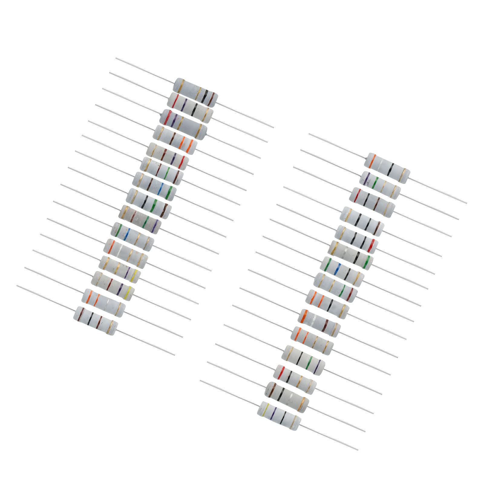 PATIKIL 3Watt 0.1-750 Ohm Carbon Film Resistor, 150 Pcs 30 Values ...