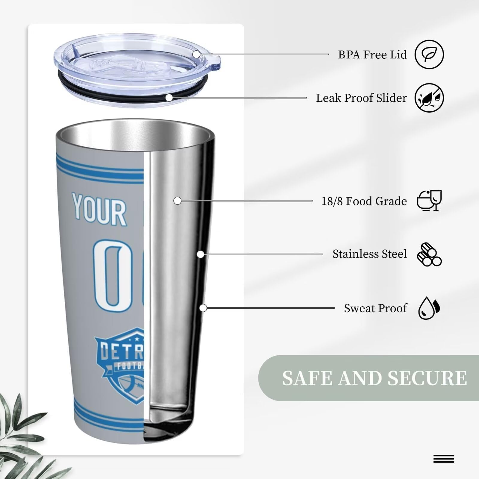 Custom Name Number Cup Personalized Football Team Travel Mug - Custom ...
