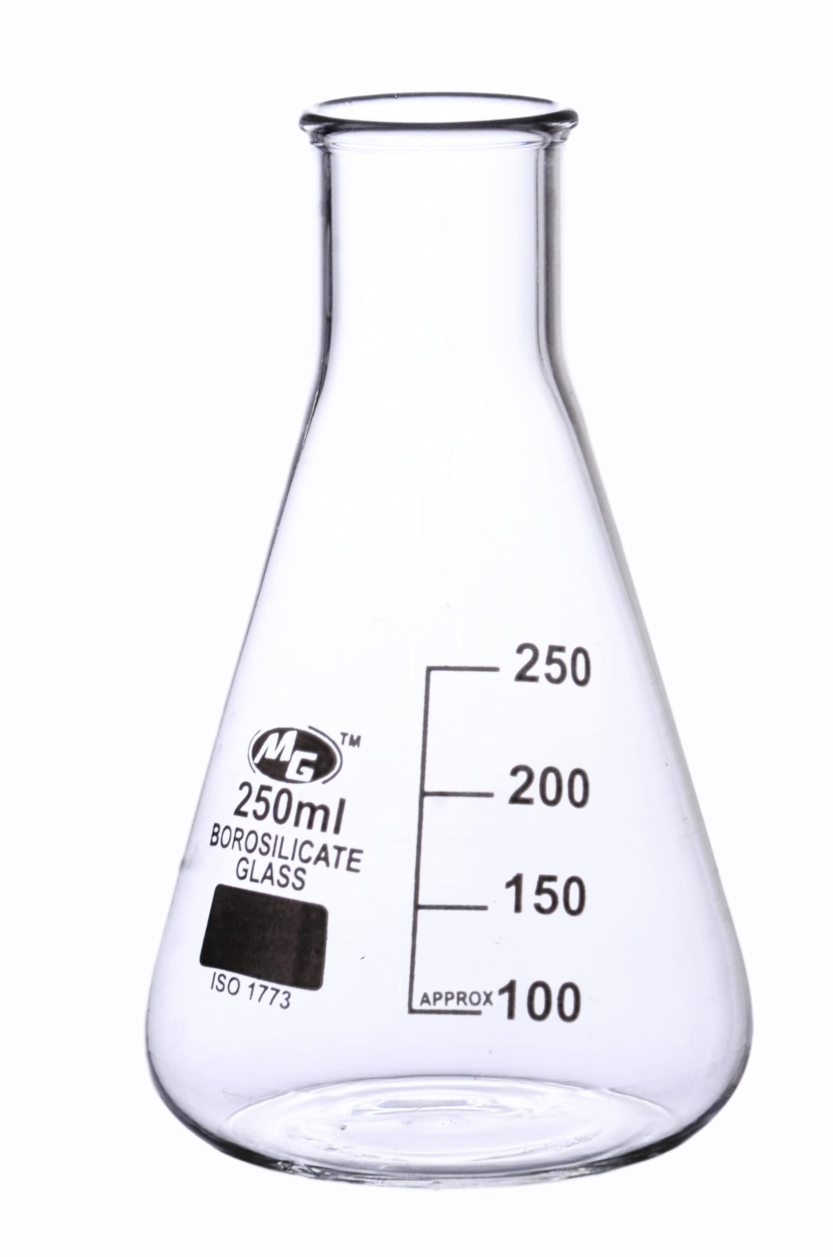 MGLASS Borosilicate Glass Conical Flask, 250ml Capacity, Narrow Mouth ...