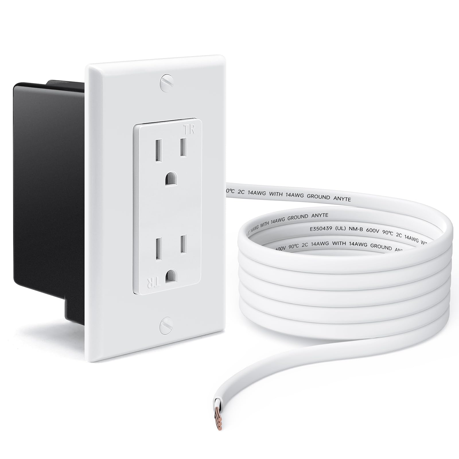 ELECPOW in Wall Outlet Relocation Kit, Power Plug Outlet Extender for ...