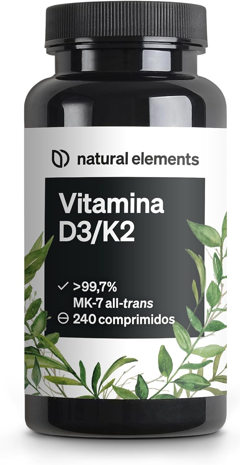 Vitamina D3 y K2 – > 99,7% all-trans MK-7 & 2000 UI Vitamina D3 – 240 ...