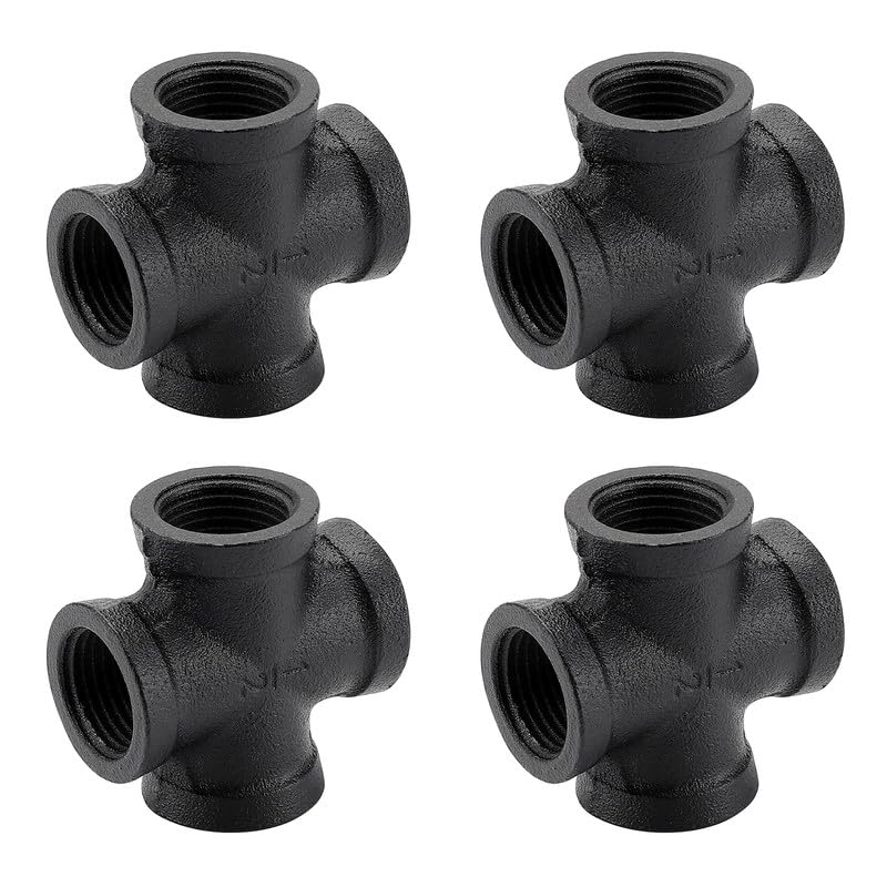 Snapklik.com : 1/2" Black Pipe Fittings 4-Way Cross Fitting - Home ...