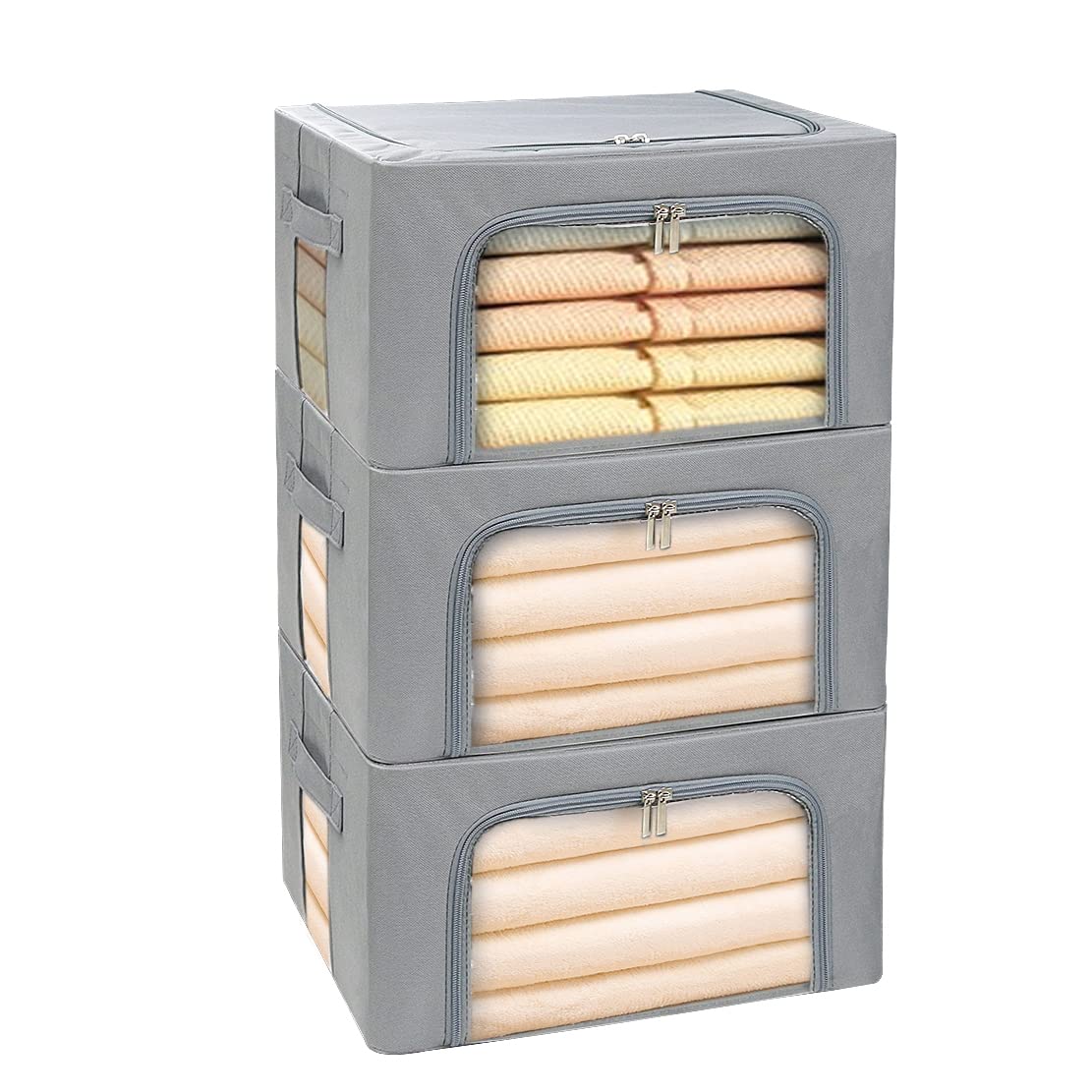 Amazon.com: Clothes Storage Box Bins Stackable Foldable Organizer ...
