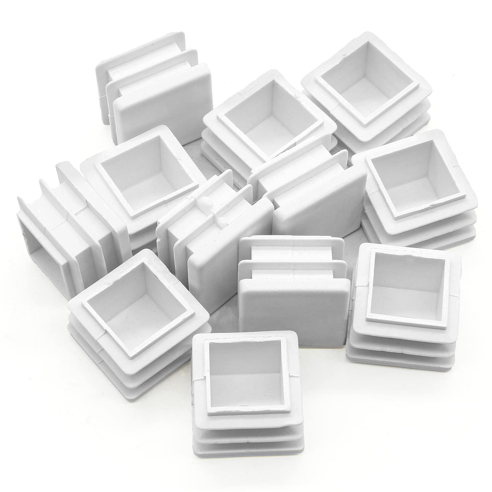 Snapklik.com : 12 Pcs 1" Square Plastic Plug, White Square Plastic End ...