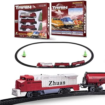 Amazon.com: FENFA Mini Red Freight Train Set Electric Toys Battery ...