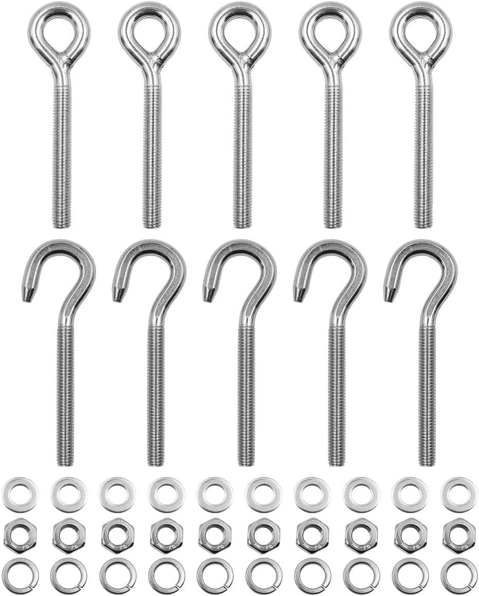 Pack of 10 Mixed ZONADAH M6 Eye Ringbolt & Hook Bolt Long Shank 304 ...