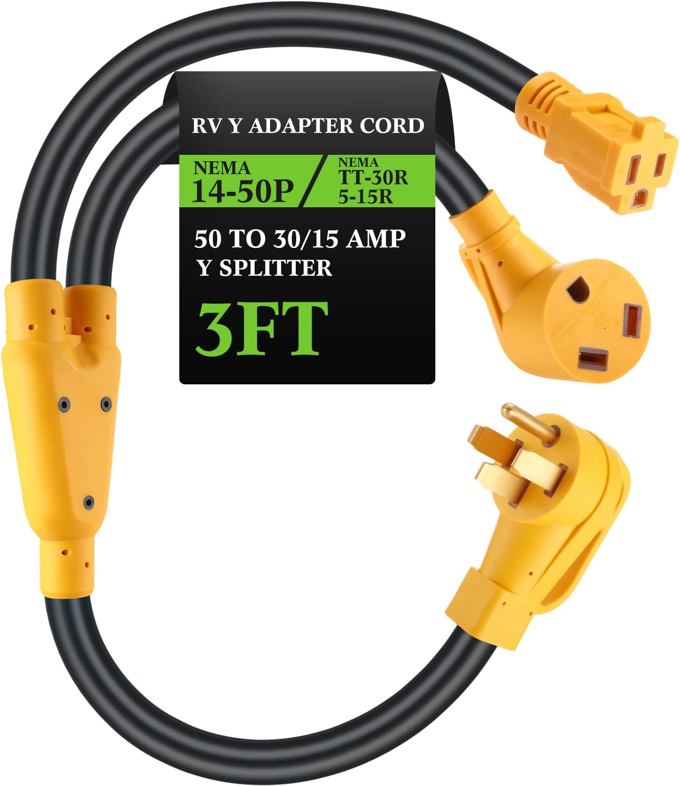 Amazon.com: Leisure Cords 24'' RV Y Adapter Cord 50Amp Female Plug to ...