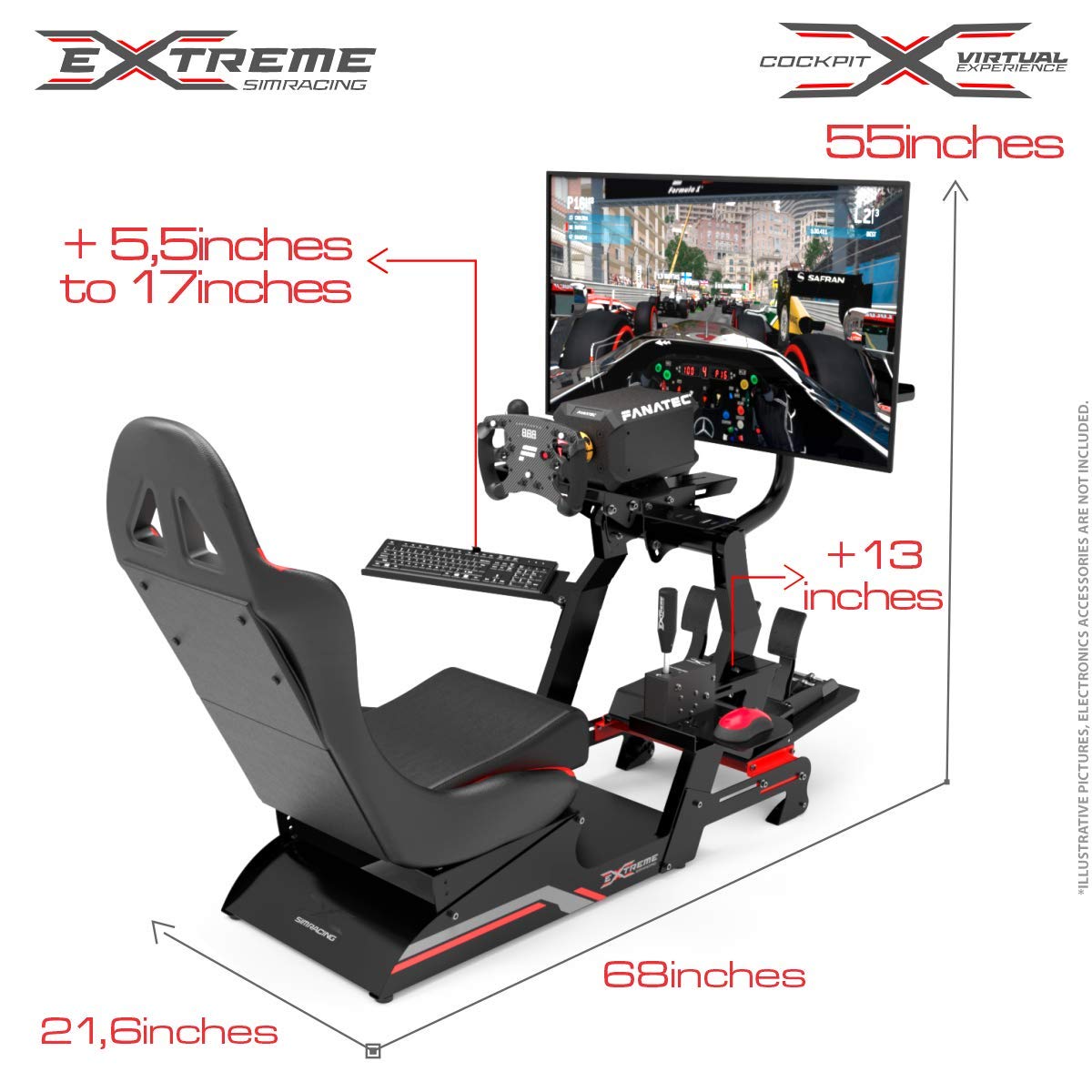 Extreme Simracing Cockpit VIRTUAL EXPERIENCE V 3.0 Black/Red Racing ...