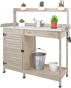 Amazon.com: Petsblublu Outdoor Wood Garden Potting Bench, Potting Table ...