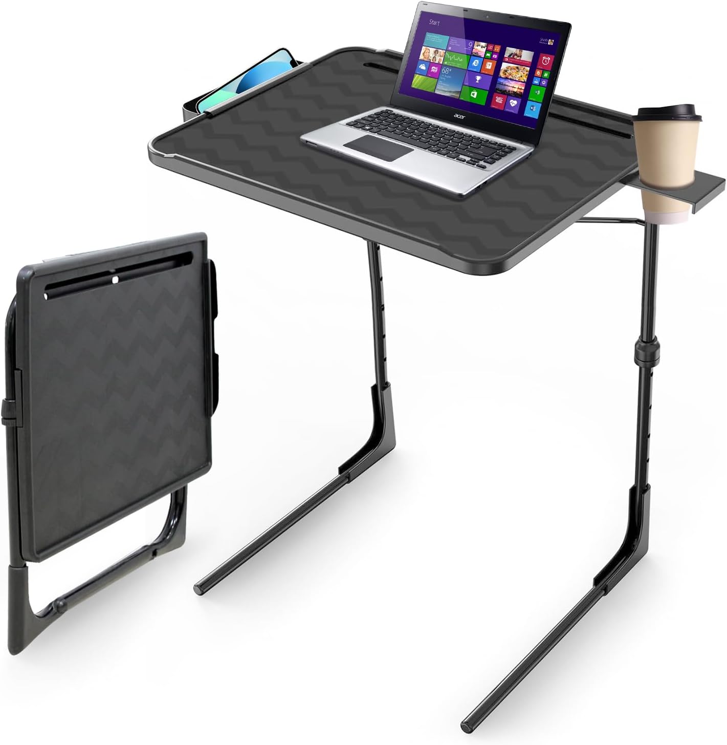 Amazon.com: Adjustable TV Tray Table with Cup Holder - 20.4 x 15.7 inch ...