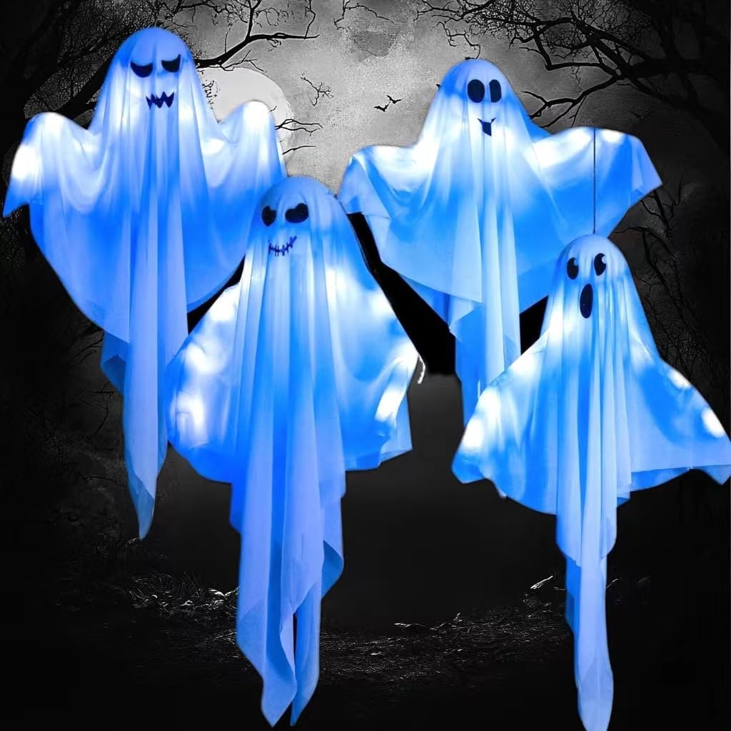Amazon.com: 4 Pack Halloween Hanging Ghosts Decor, Hanging Halloween ...