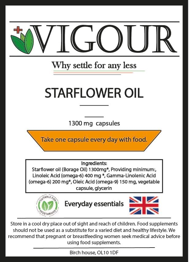 Starflower Oil - 240 High Strength 1300mg Capsules : Amazon.co.uk ...