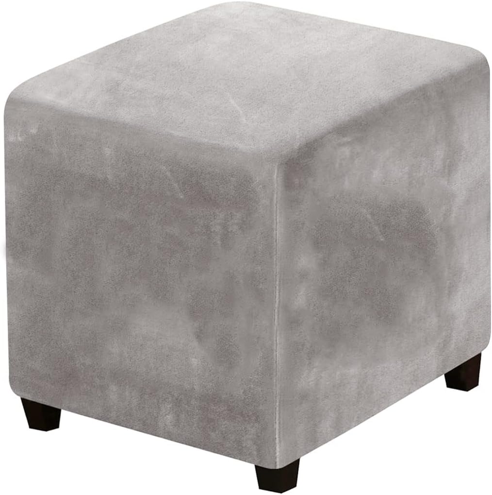 Amazon.com: LEXFORT Velvet Ottoman Covers Slipcover Square Footstool ...