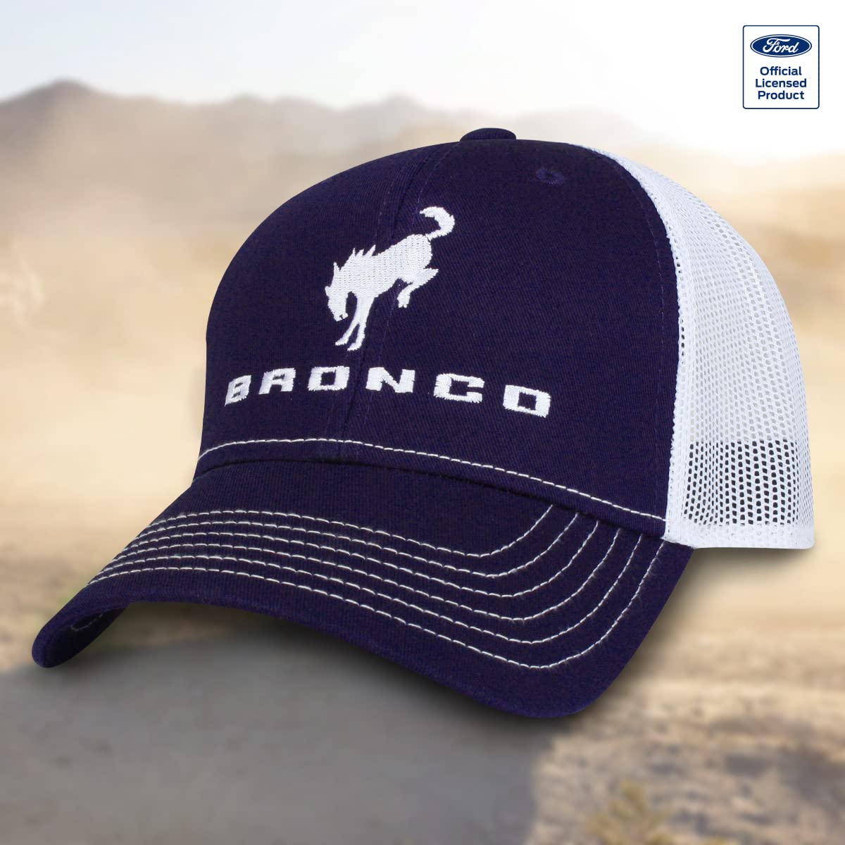 Snapklik.com : Bronco Medium 6 Panel Flat Bill Cap Blue