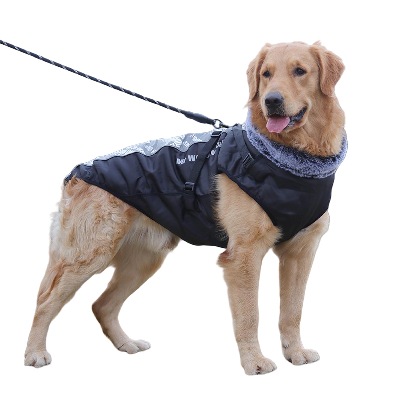 Amazon | [Nyoniko（ニョニコ）] 犬 服 犬服 冬服 中綿入りコート ハーネス型ジャンパー つなぎ 大型犬 中型犬 ダウン風ベスト ジャケット 厚手 防寒 保温 反射材付き 袖 ...