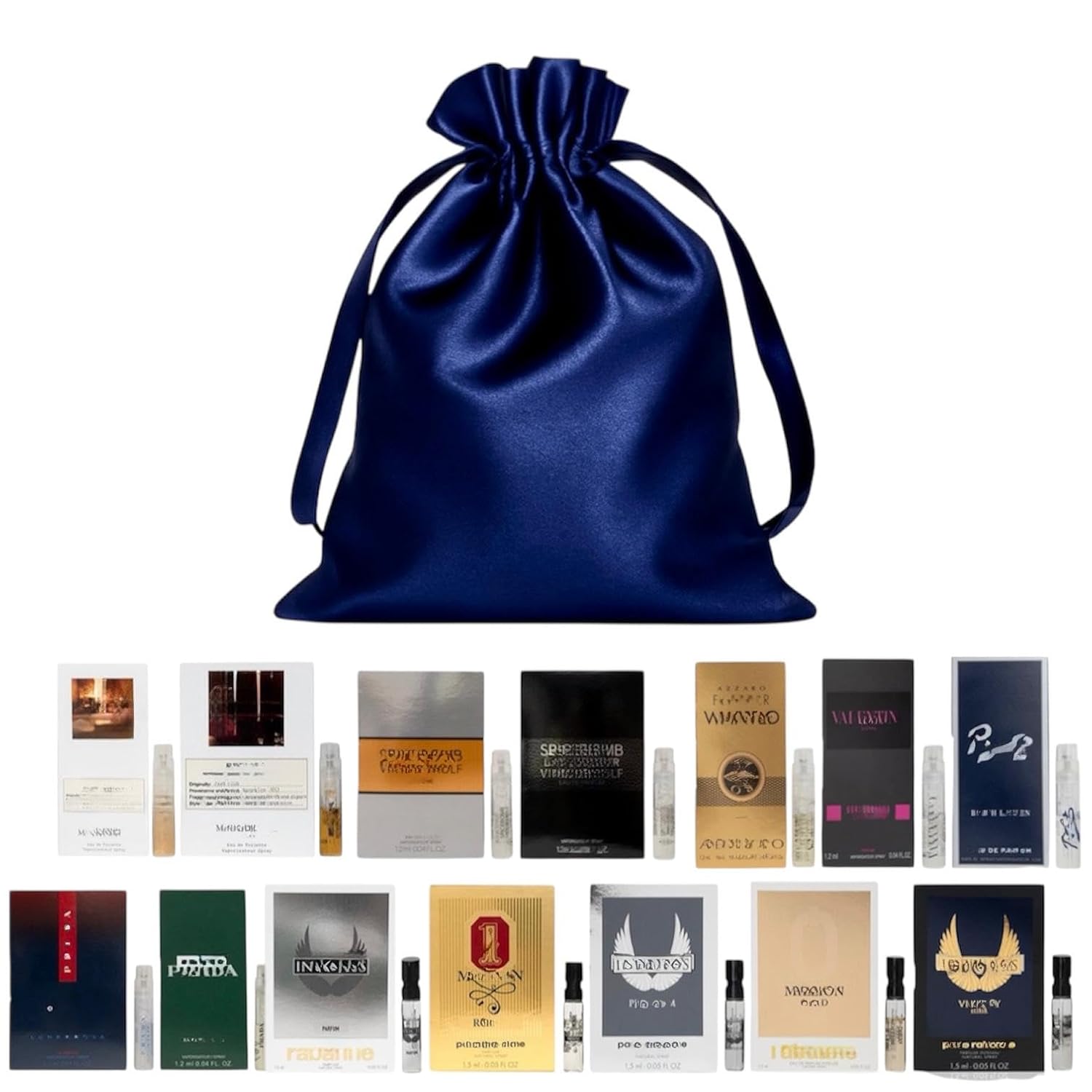 Amazon.com : Men’s Cologne Sample Vials Set with Satin Bag – 12 pc ...