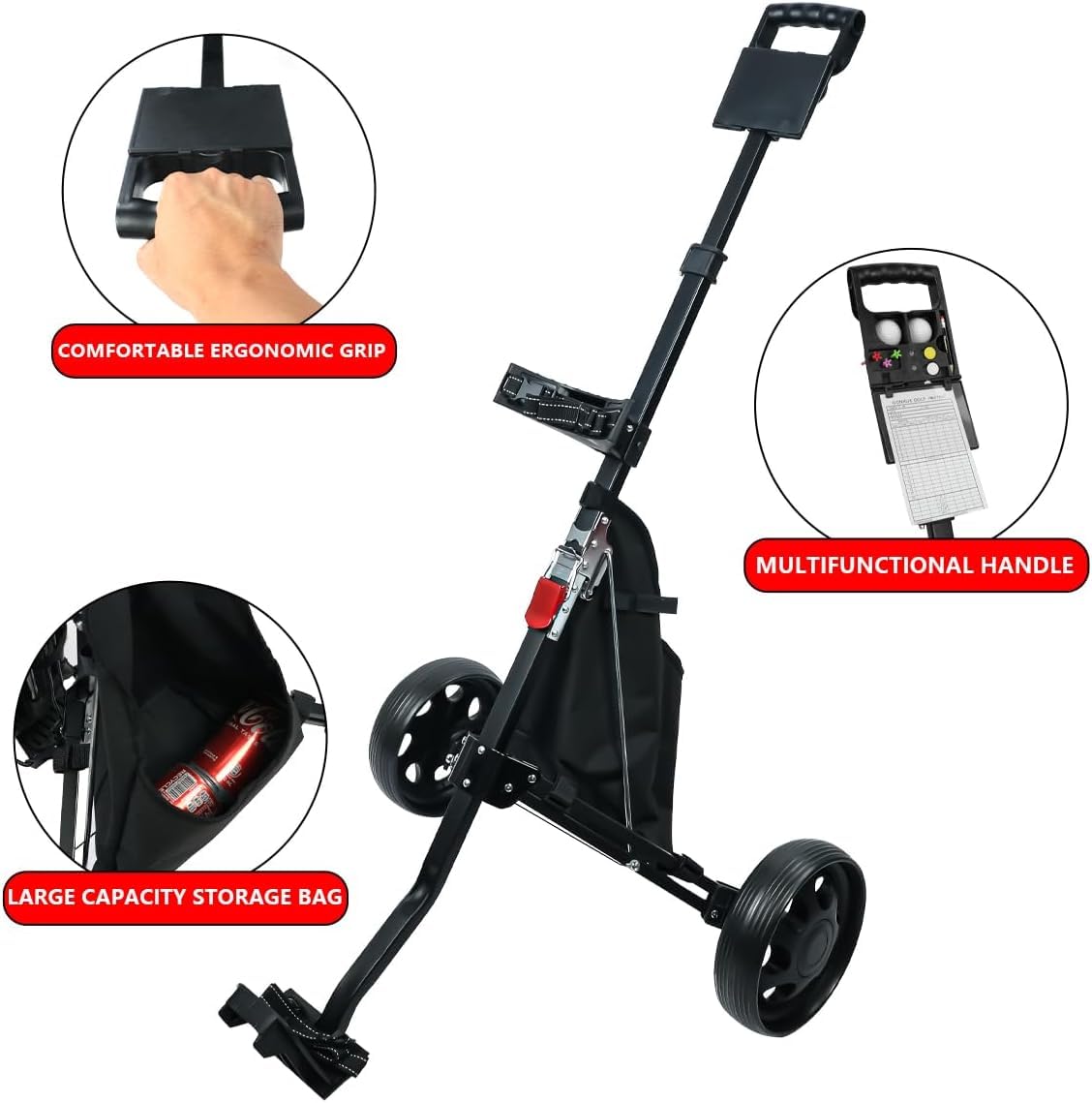 Snapklik.com : 2 Wheel Foldable Golf Push Cart Collapsible Golf Trolley ...