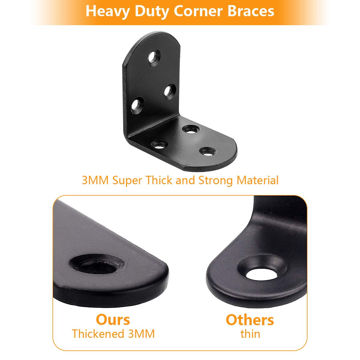 Snapklik.com : 20Pcs Black Corner Brace, Heavy Duty Double Wide L ...