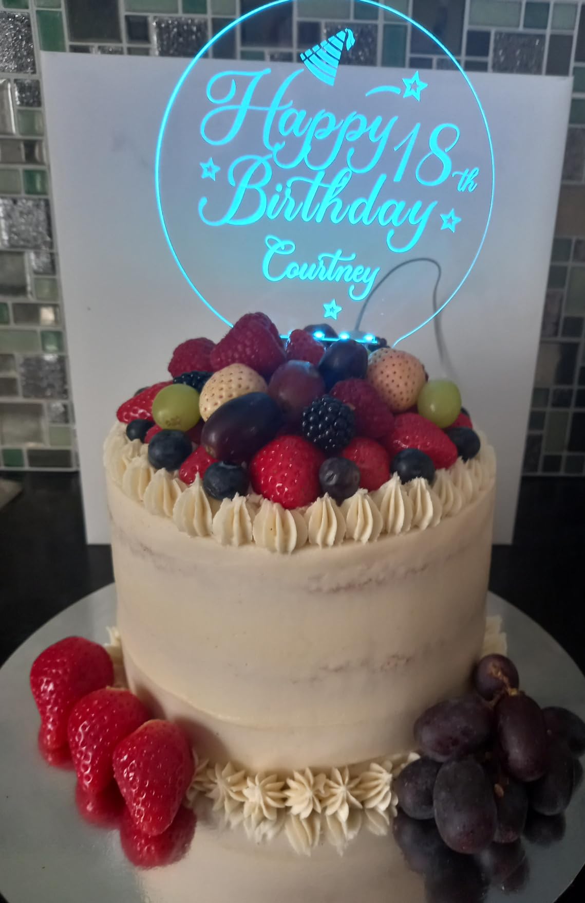 Personalised LED Cake Topper 7 Colour Changes Light Up Cake Toppers ...