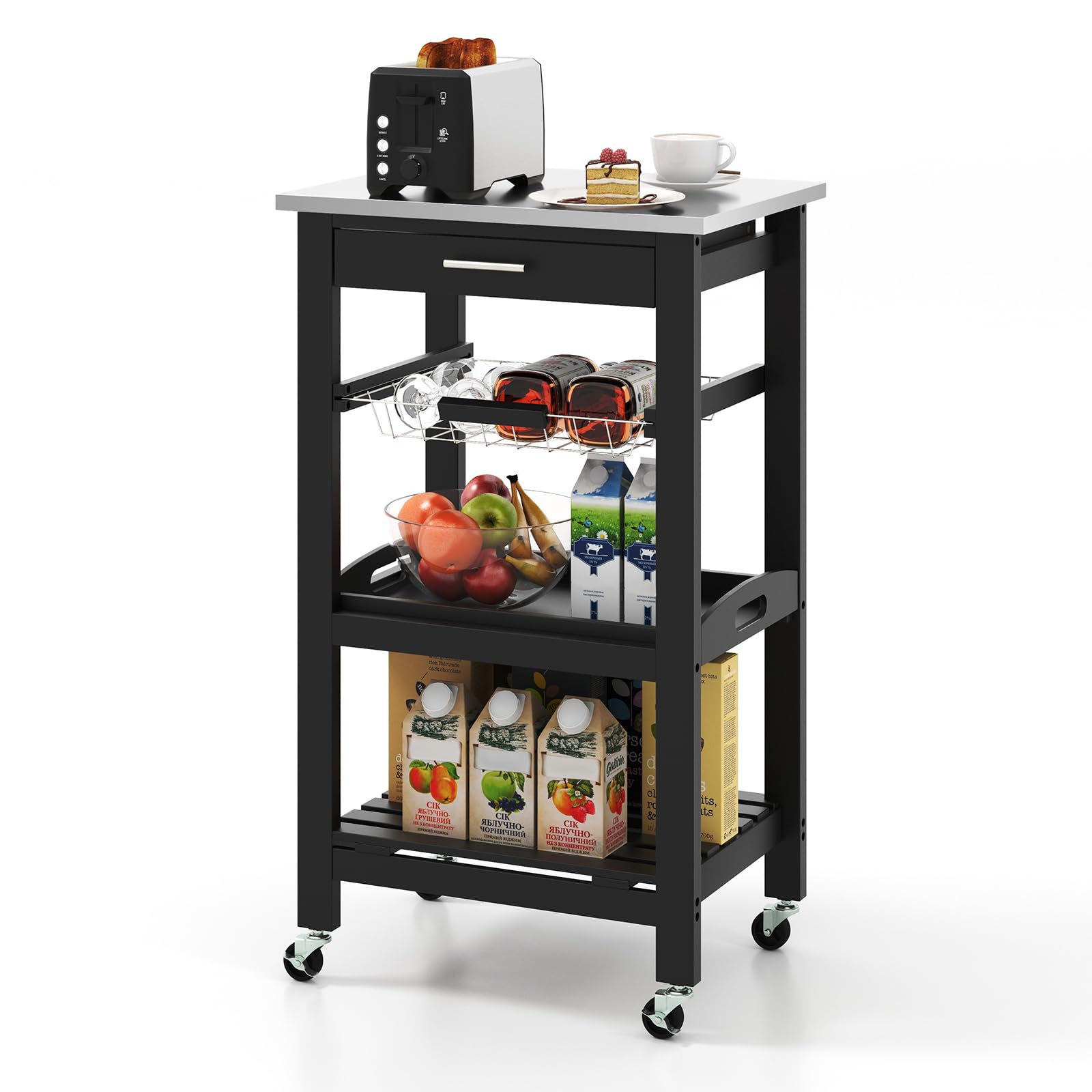 Amazon.com: GOFLAME Kitchen Island Cart with Drawer, Rolling Kitchen ...