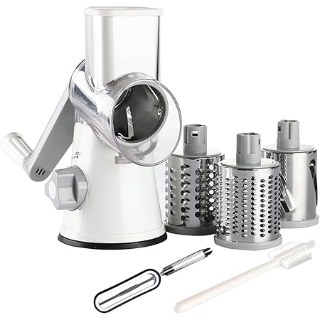 Amazon.com: Ourokhome Rotary Cheese Grater Shredder - 3 Drum Blades ...