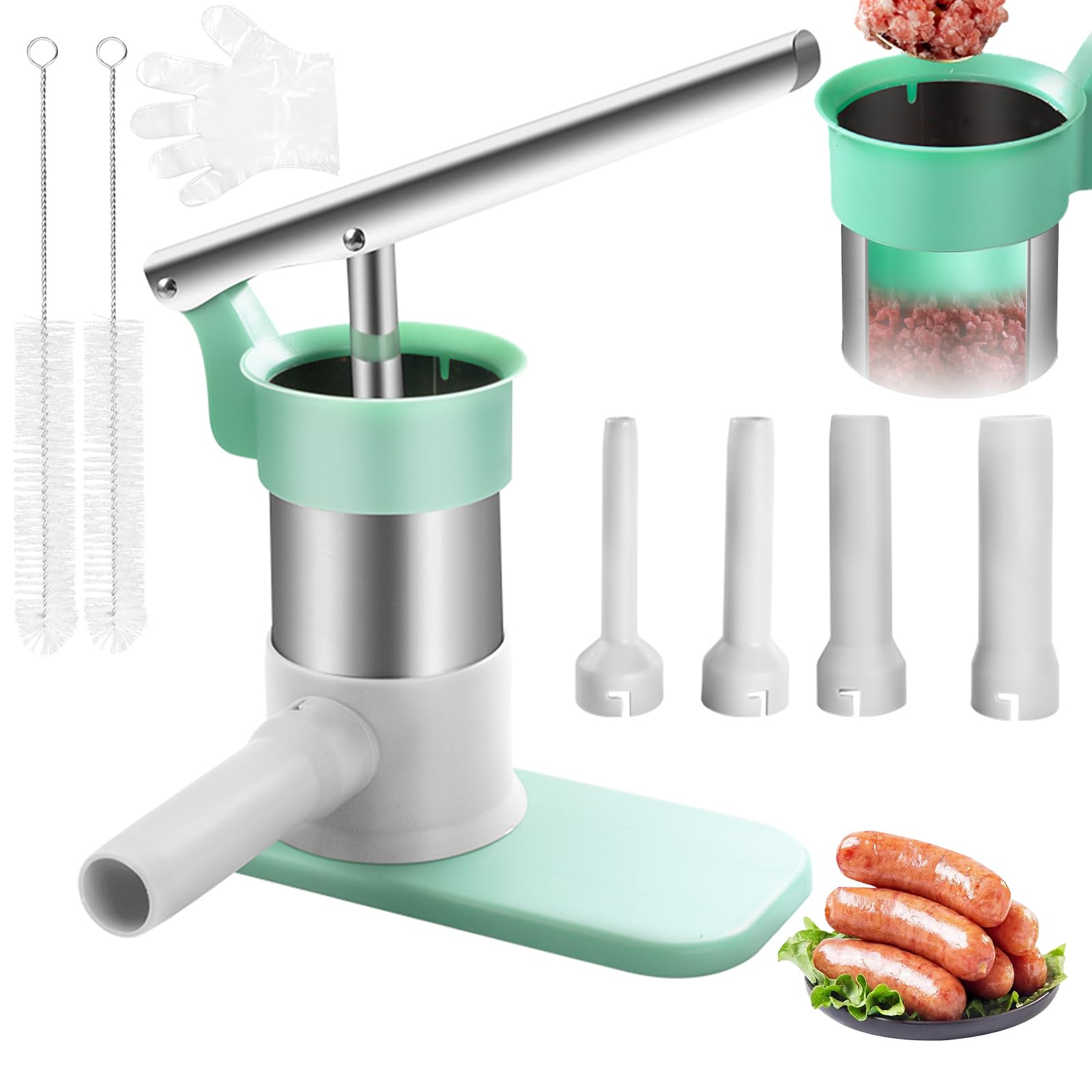Amazon.com: Sausage Stuffer Machine, 4 Stuffing Tubes Homemade Sausage ...