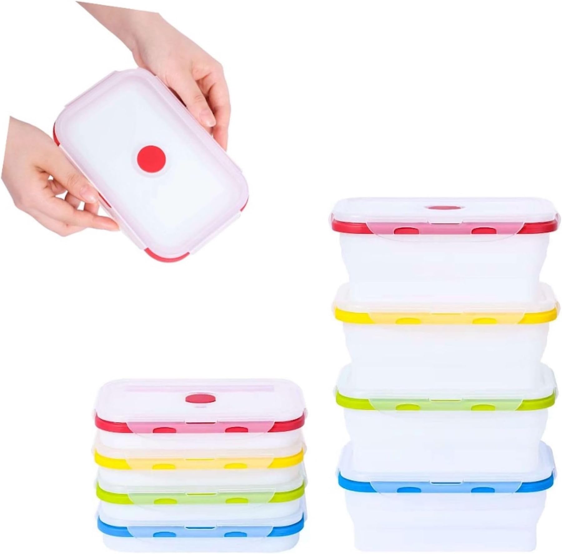 Amazon.com: Collapsible Silicone Storage Set of 4 Plus Bonus Ice Tray ...