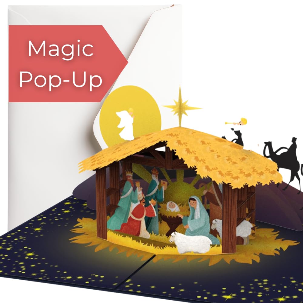 Hartensteler® Pop-Up Card Nativity Scene with Envelope - 3D Christmas ...