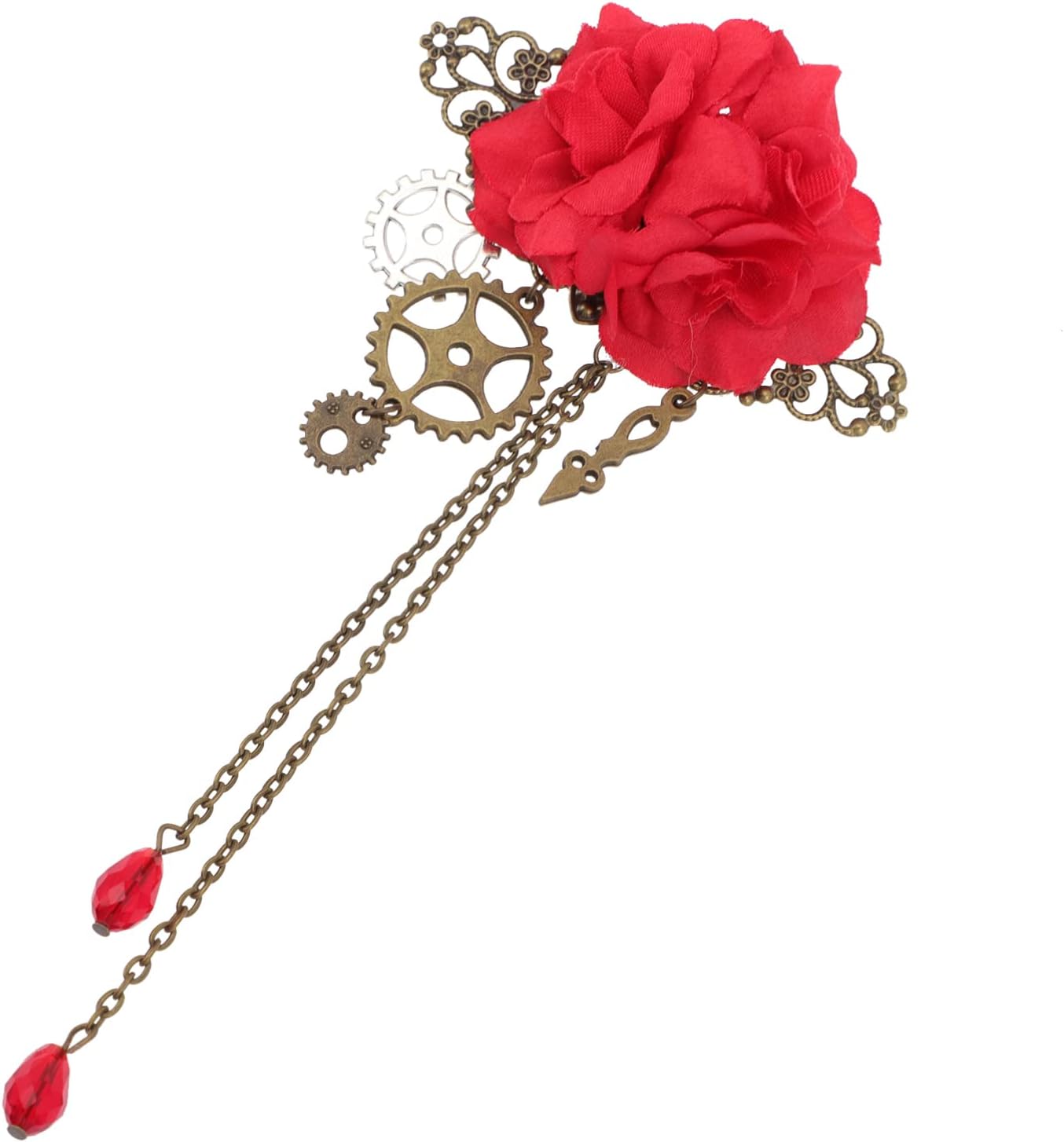 Amazon.com : Beaupretty Steampunk Hair Clips with Tassels Chain Rose ...