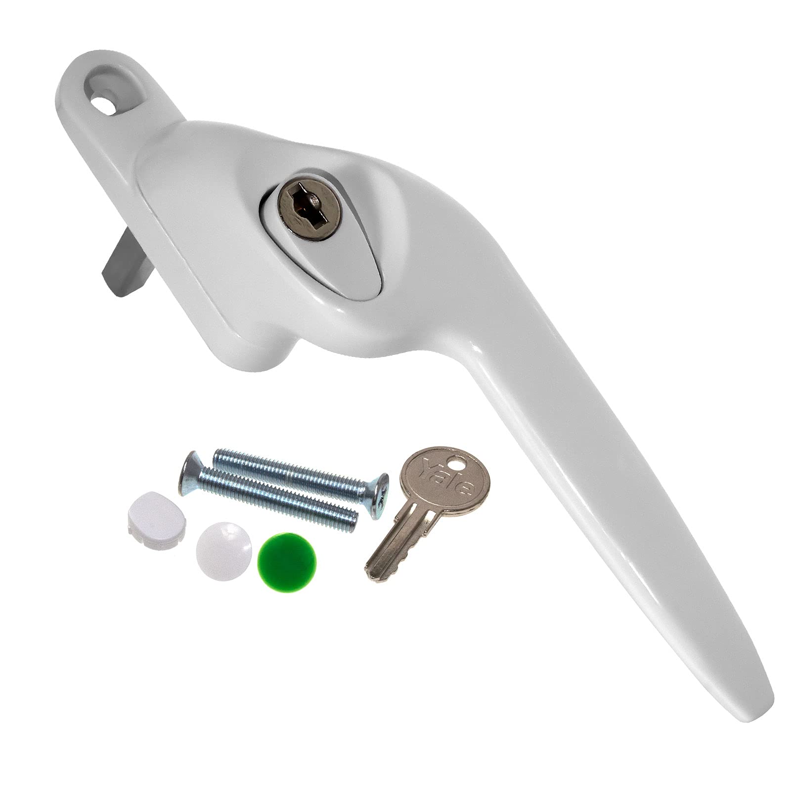 White Right-Hand Yale UPVC Window Handle Cranked Double Glazing ...