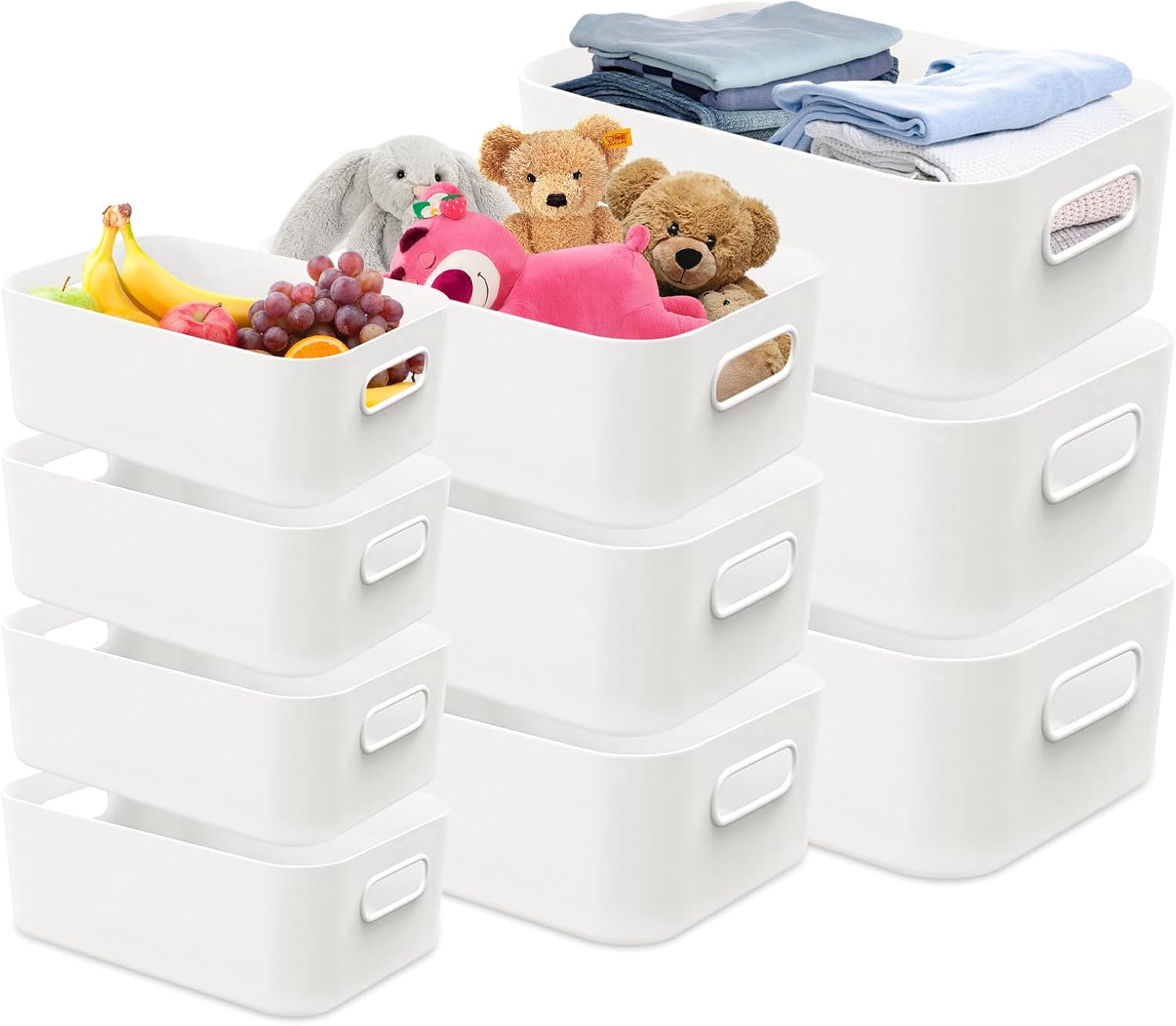 Zhongko 10 Large Plastic Storage Boxes with Handle - Multi Use Storage ...
