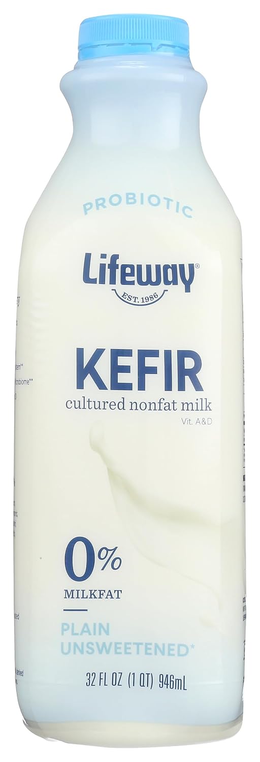 Amazon.com: Lifeway Nonfat Kefir, Plain, 32 Ounce, 11g Protein, 12 Live ...