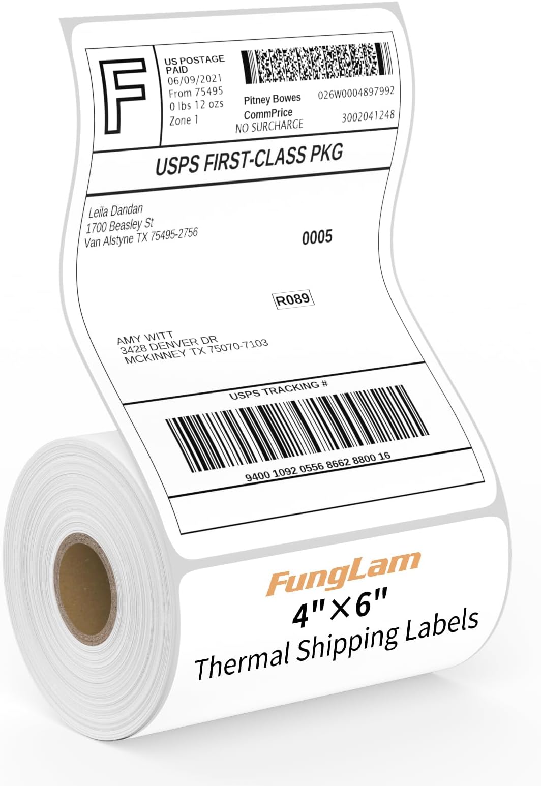 FungLam 4X6 Thermal Shipping Labels, White Mailing Postage Direct ...