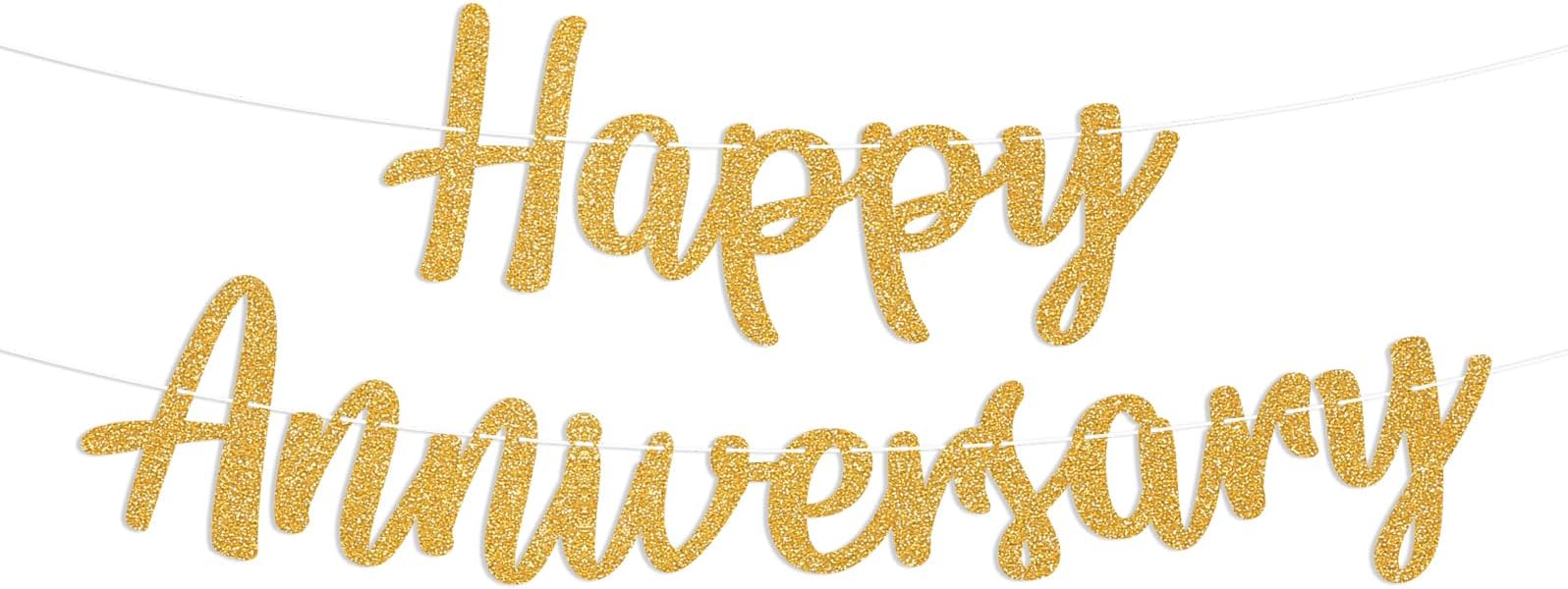 Amazon.com: JENSENLIN Happy Workiversary Banner,Gold Glitter Paper Sign ...