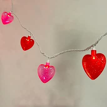Red and Pink Heart String Lights Outdoor 8.5Ft Valentine's Day ...