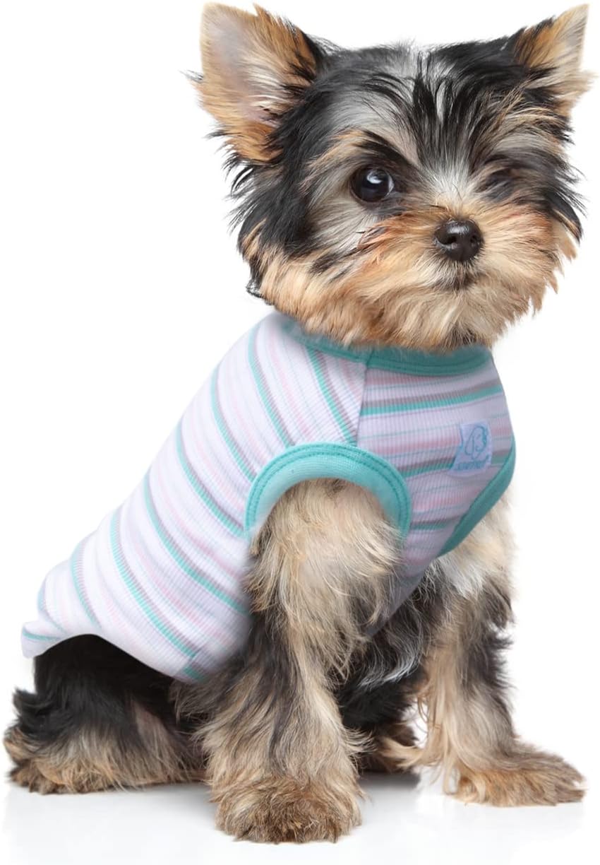 Amazon.com : SZAT PRO Striped Teacup Pet Dog T-Shirts, 100% Cotton Tank ...
