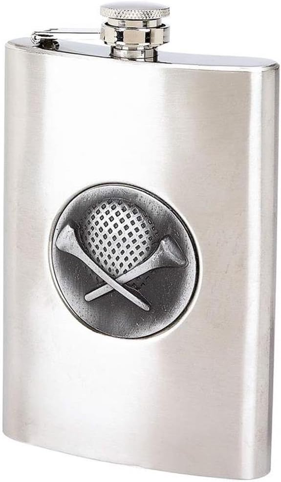 Amazon.com | 8oz Stainless Steel Flask with Embossed Golf Emblem ...