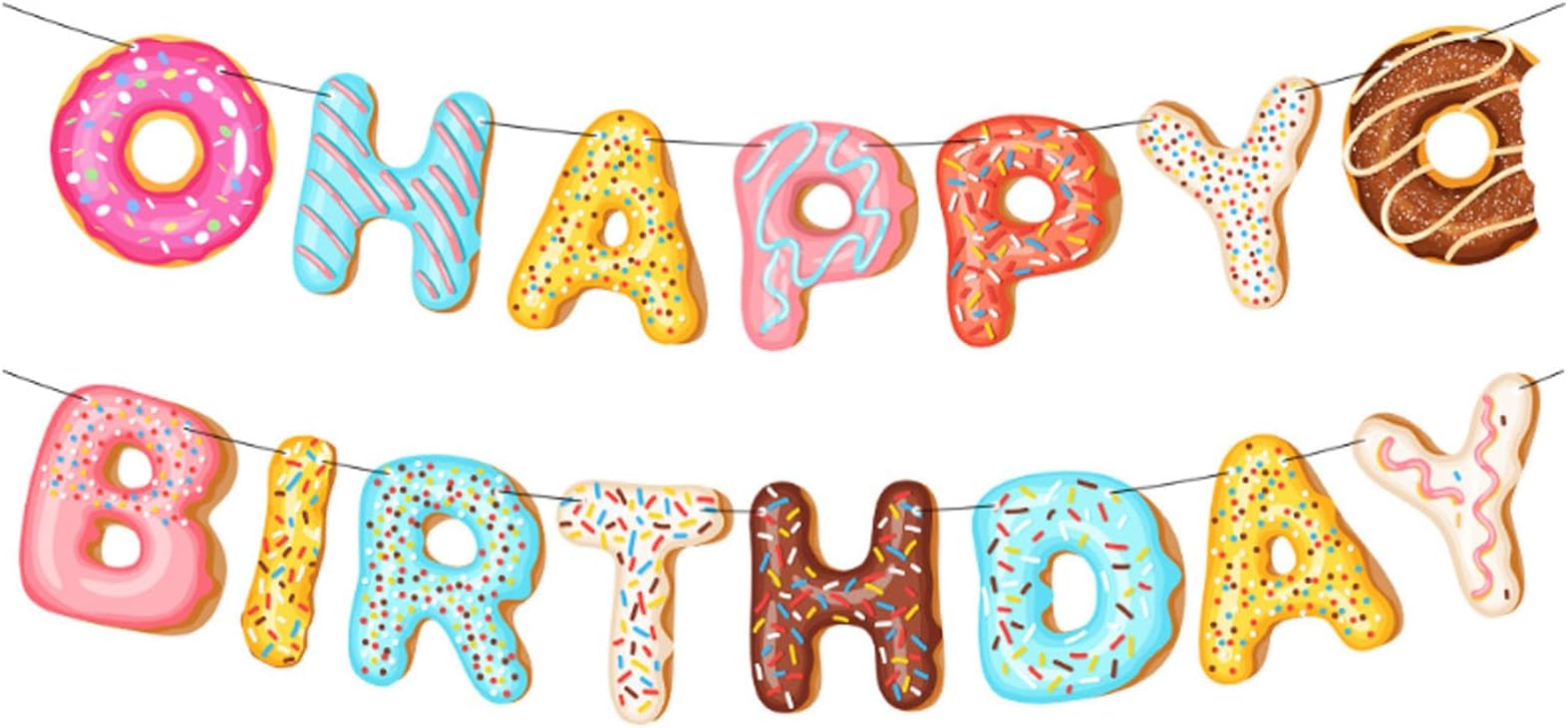 Amazon.com: Donut Happy Birthday Banner Theme Birthday Party.For ...