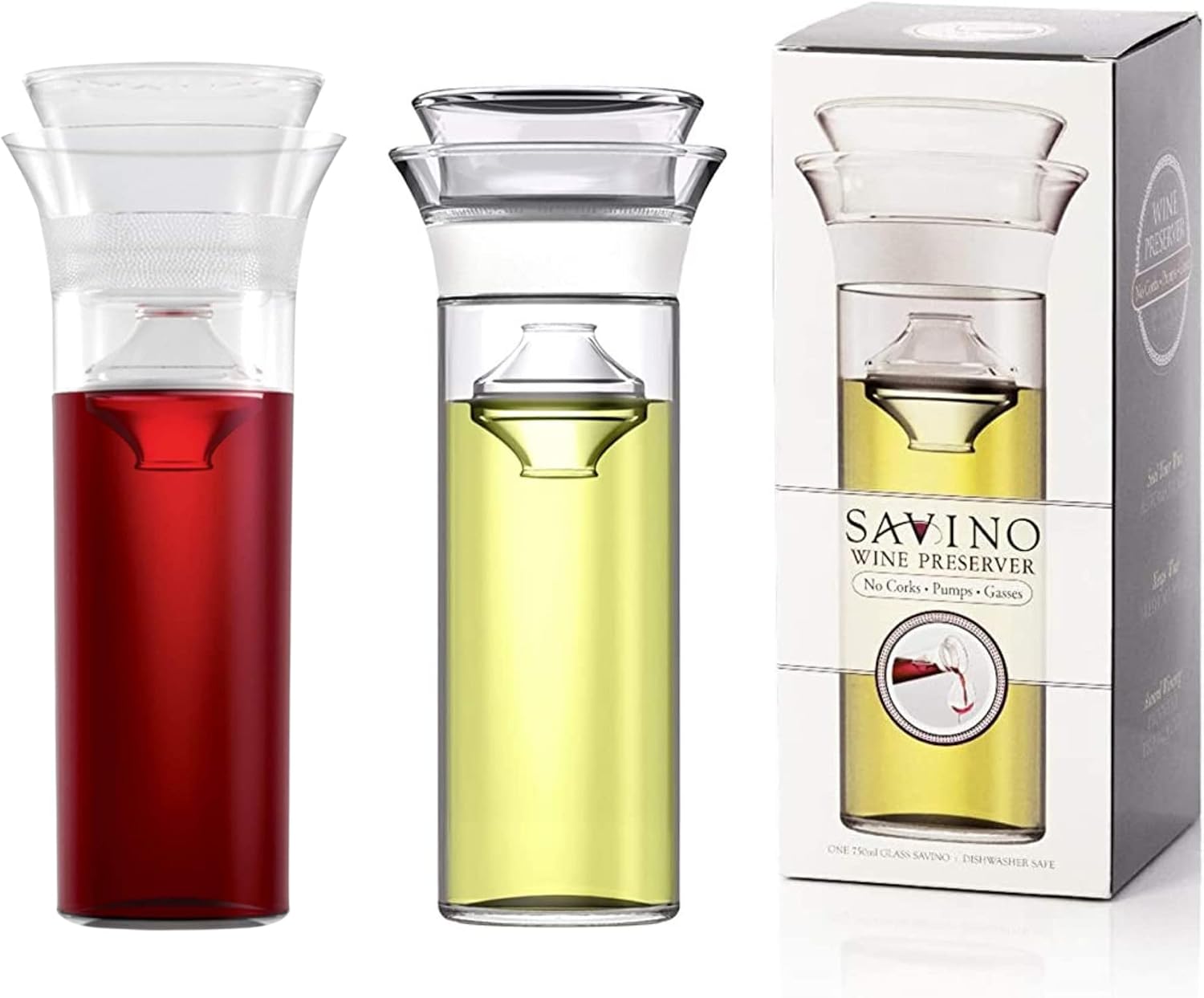 Amazon.com | Savino | Glass & Plastic Wine Saving Carafe Bundle | Clear ...