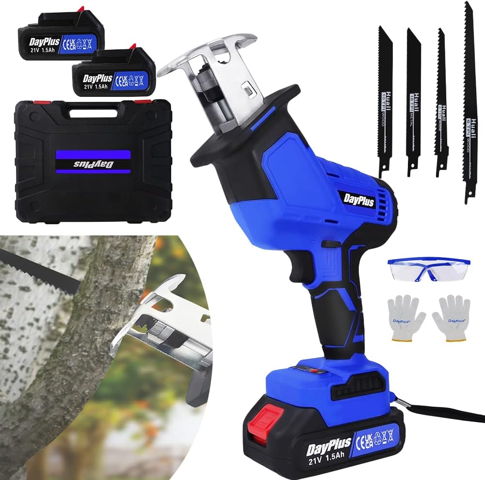 21V Power 2x1.5Ah Cordless Reciprocating Saw with Brushless Motor ...
