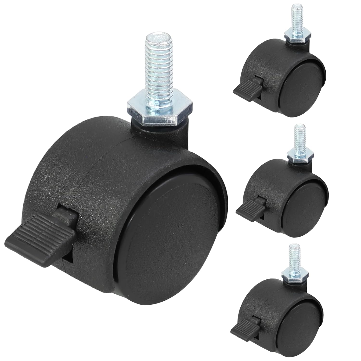 suiwotin 4pcs 1 Inch Swivel Caster Wheels, M6 Threaded Stem Caster ...